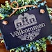 VALKOMMEN Velkommen Door Sign, Scandinavian Slate Door Hanger, WELCOME ...