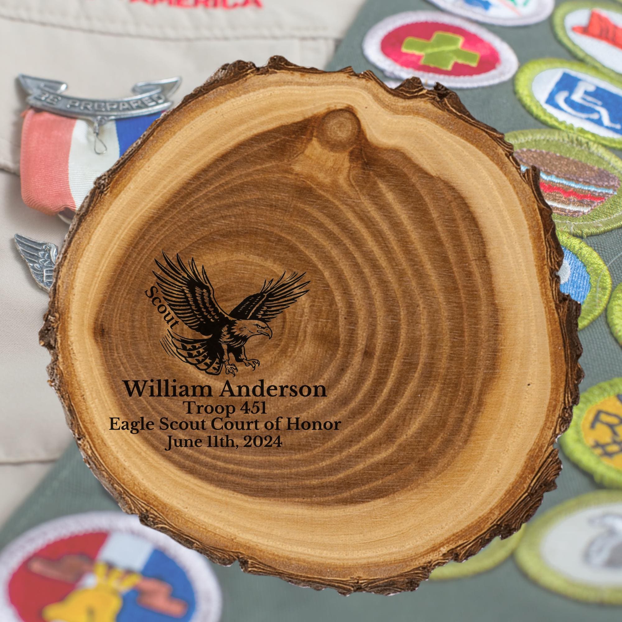 Eagle Personalized Guest Book, Court of Honor Guest Book, Natural Wood ...