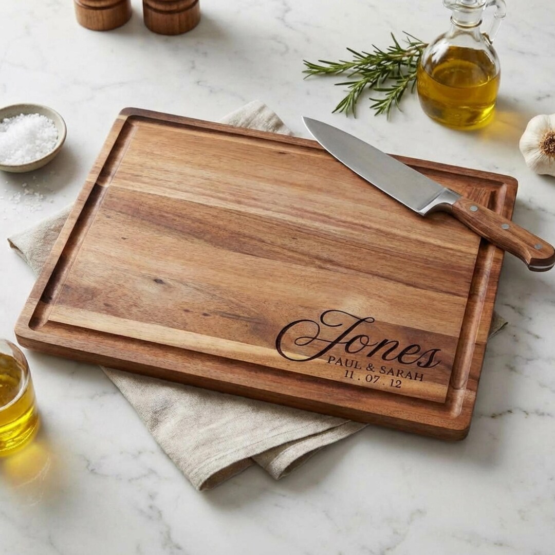 Personalized Bamboo or Acacia Cutting Board – Custom Engraved Chopping ...