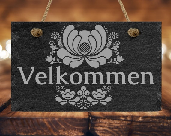 VELKOMMEN Door Sign Velkommen Til Vårt Hjem NORSK Slate Door - Etsy