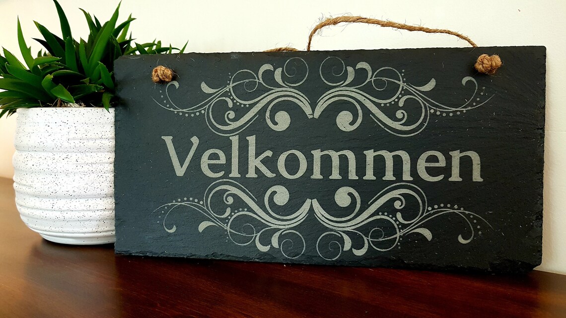 VELKOMMEN Door Sign NORSK Slate Door Hanger WELCOME | Etsy