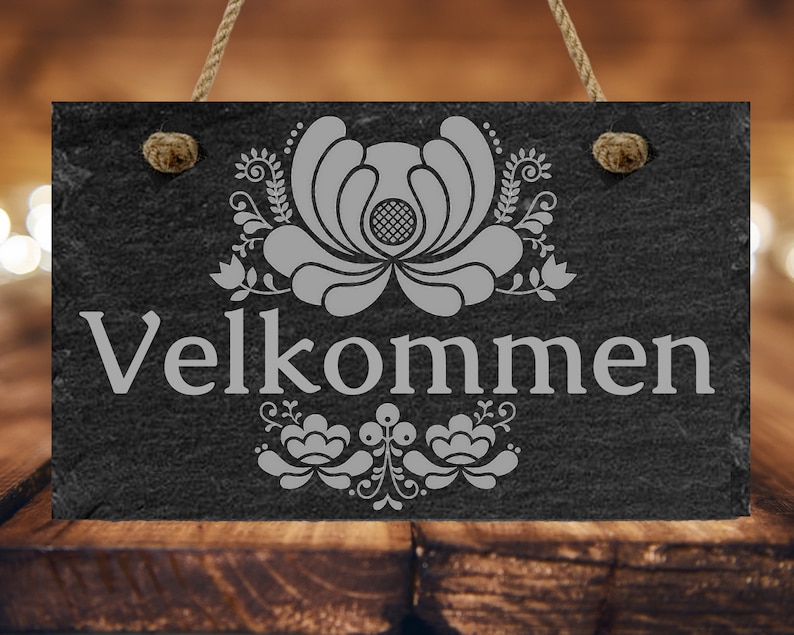 VELKOMMEN Door Sign NORSK Slate Door Hanger WELCOME - Etsy