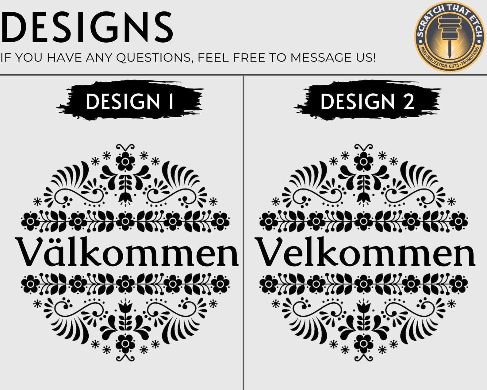 VALKOMMEN or VELKOMMEN Door Sign, Door Hanger, WELCOME, Front Door ...