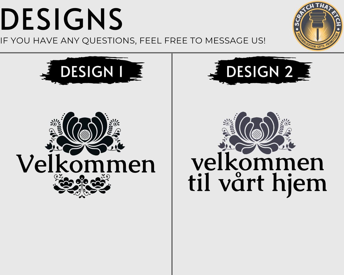 VELKOMMEN Door Sign, NORSK Slate Door Hanger, WELCOME, Rosemall Front ...