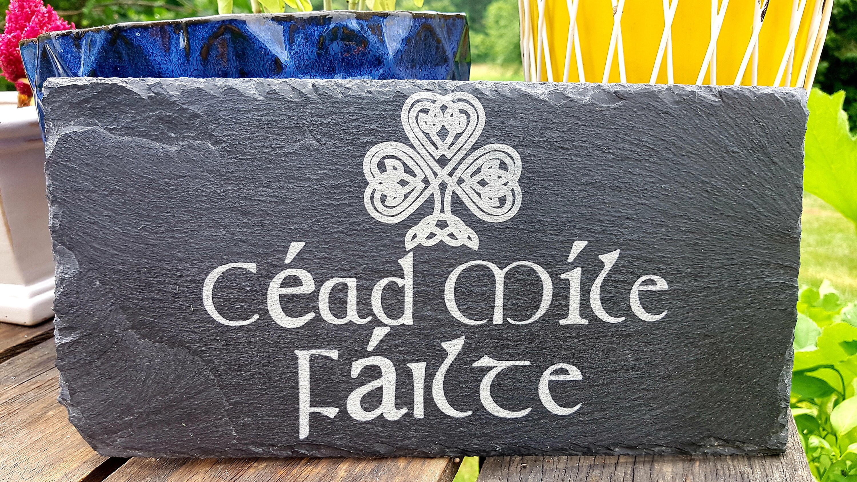 Cead Mile Failte Slate Door Hanger Irish Welcome Door Sign - Etsy