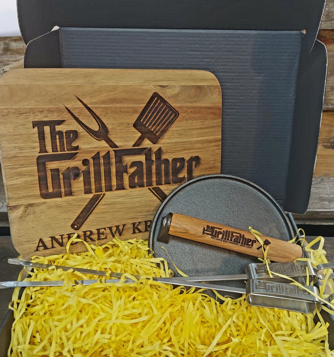 Grillfather Gift Set, Grillfather Board, Grandpa Gift, Dad Cutting ...