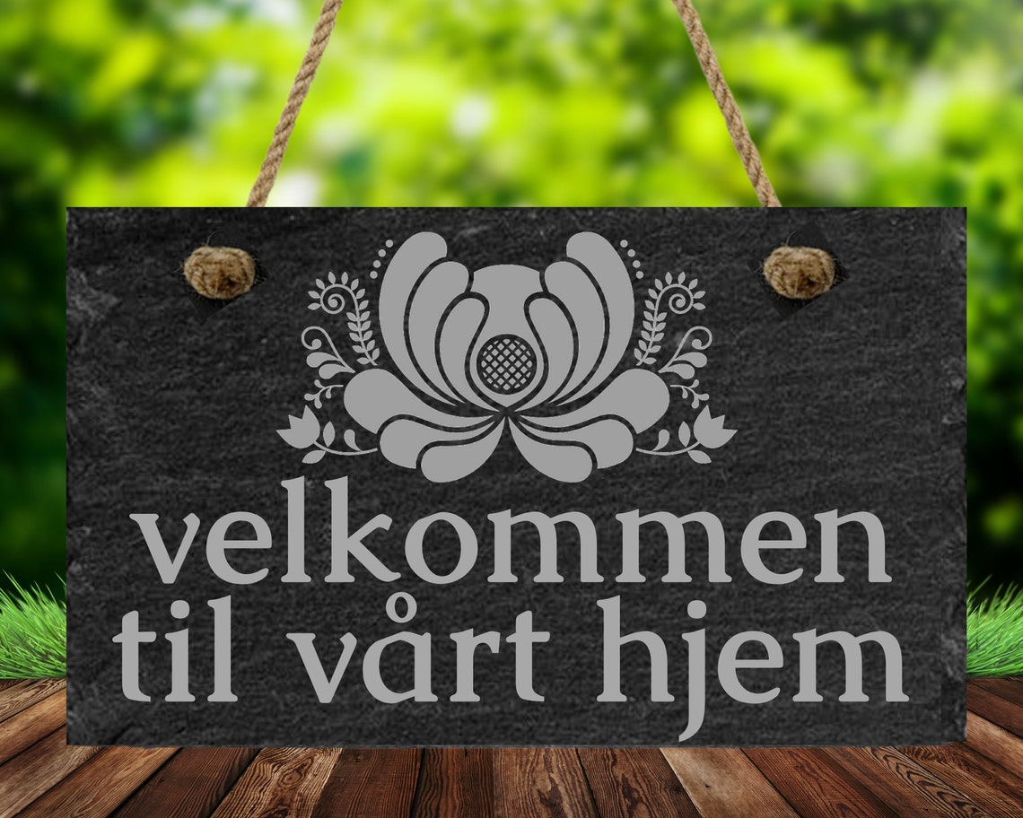 VELKOMMEN Door Sign NORSK Slate Door Hanger WELCOME | Etsy