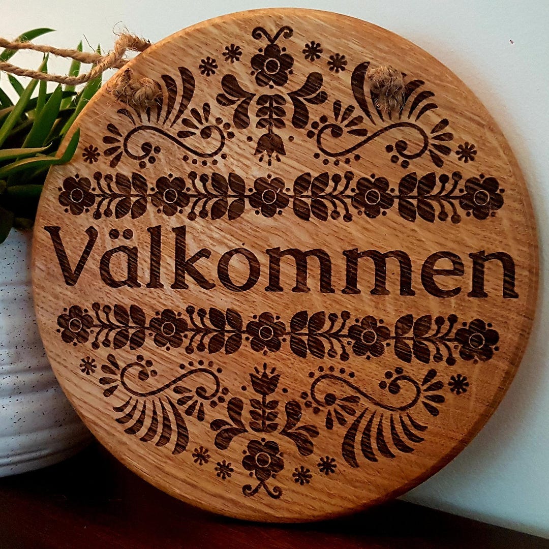 VALKOMMEN or VELKOMMEN Door Sign, Door Hanger, WELCOME, Front Door ...