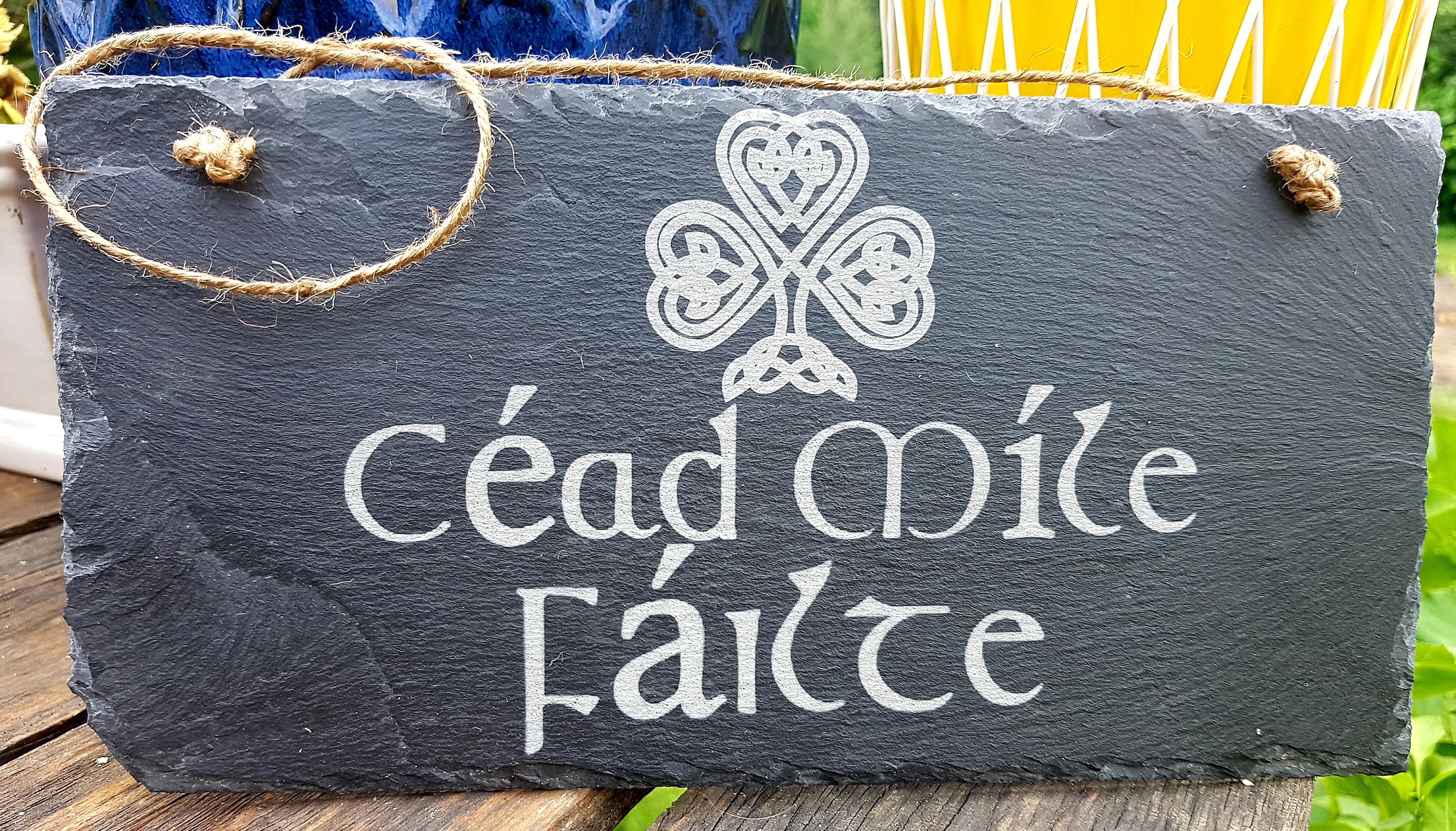 Cead Mile Failte Slate Door Hanger Irish Welcome Door Sign - Etsy