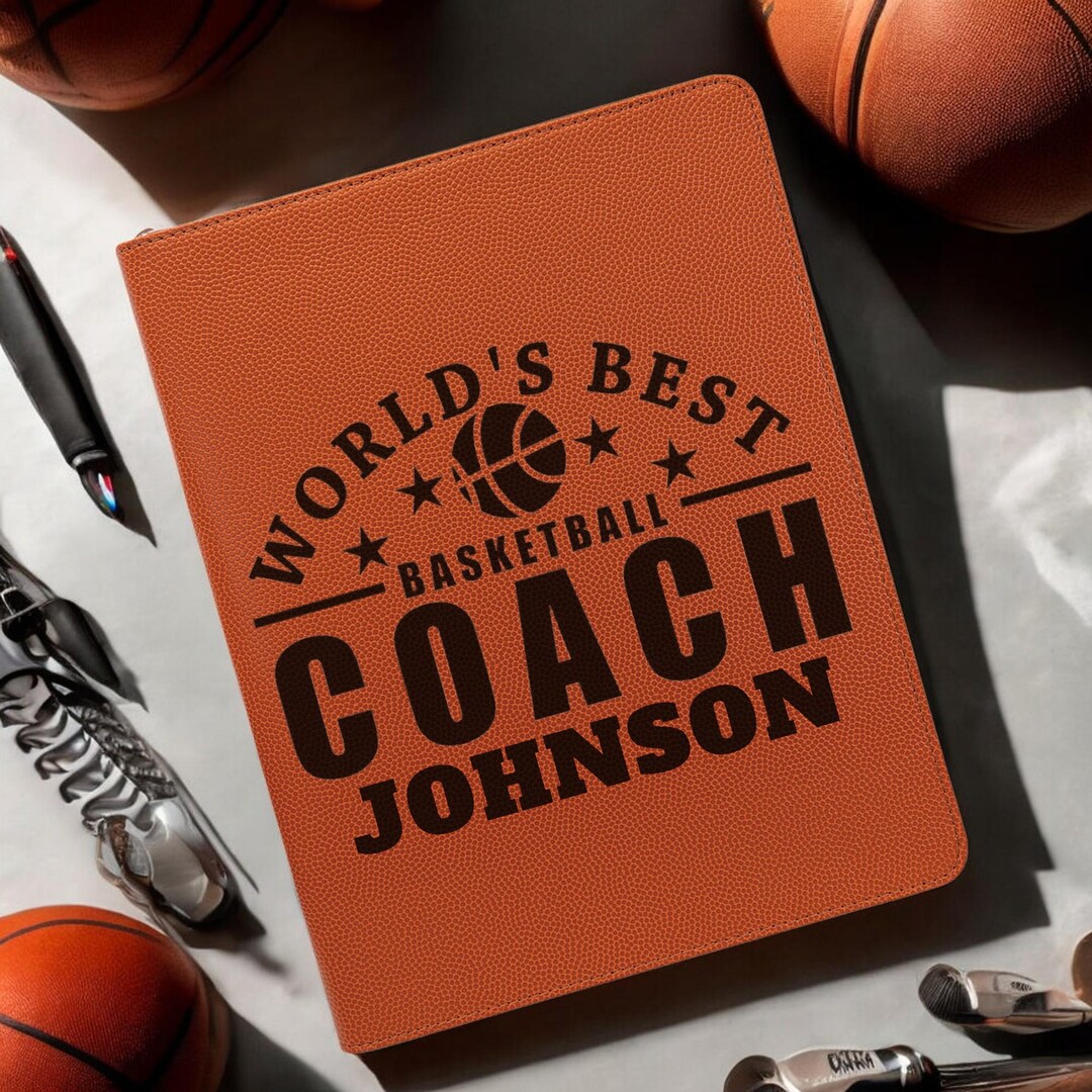 Basketball Coach Zipper Portfolio, Custom Leather Organizer, Custom ...