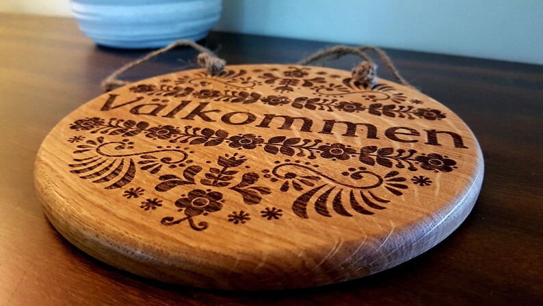 VALKOMMEN or VELKOMMEN Door Sign Door Hanger WELCOME Front - Etsy