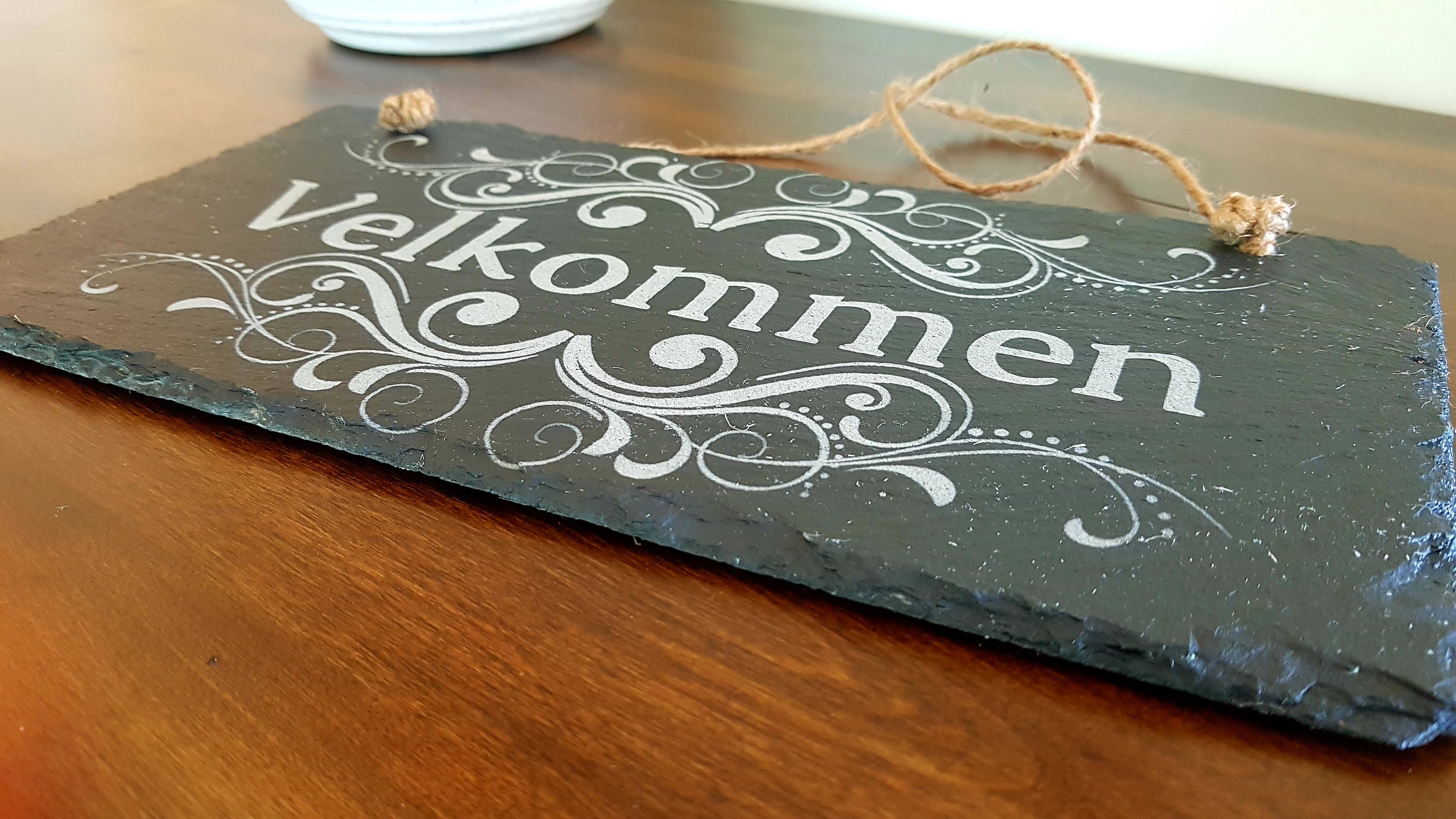 VELKOMMEN Door Sign NORSK Slate Door Hanger WELCOME | Etsy