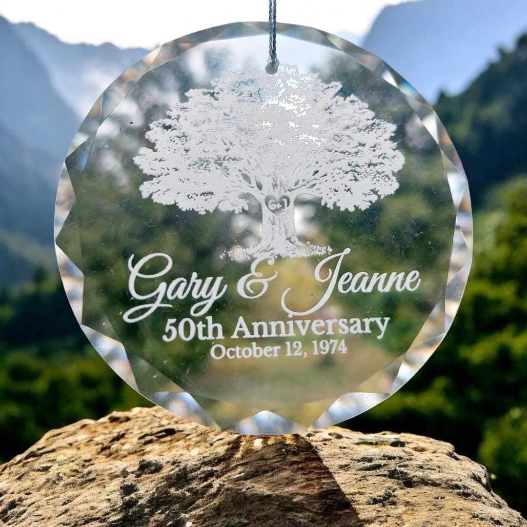 Personalized Glass Anniversary Ornament, Milestone Keepsake ...