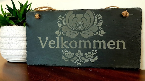 VELKOMMEN Door Sign Velkommen Til Vårt Hjem NORSK Slate Door | Etsy