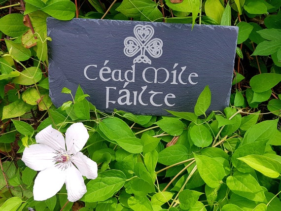 Cead Mile Failte Slate Door Hanger Irish Welcome Door Sign - Etsy