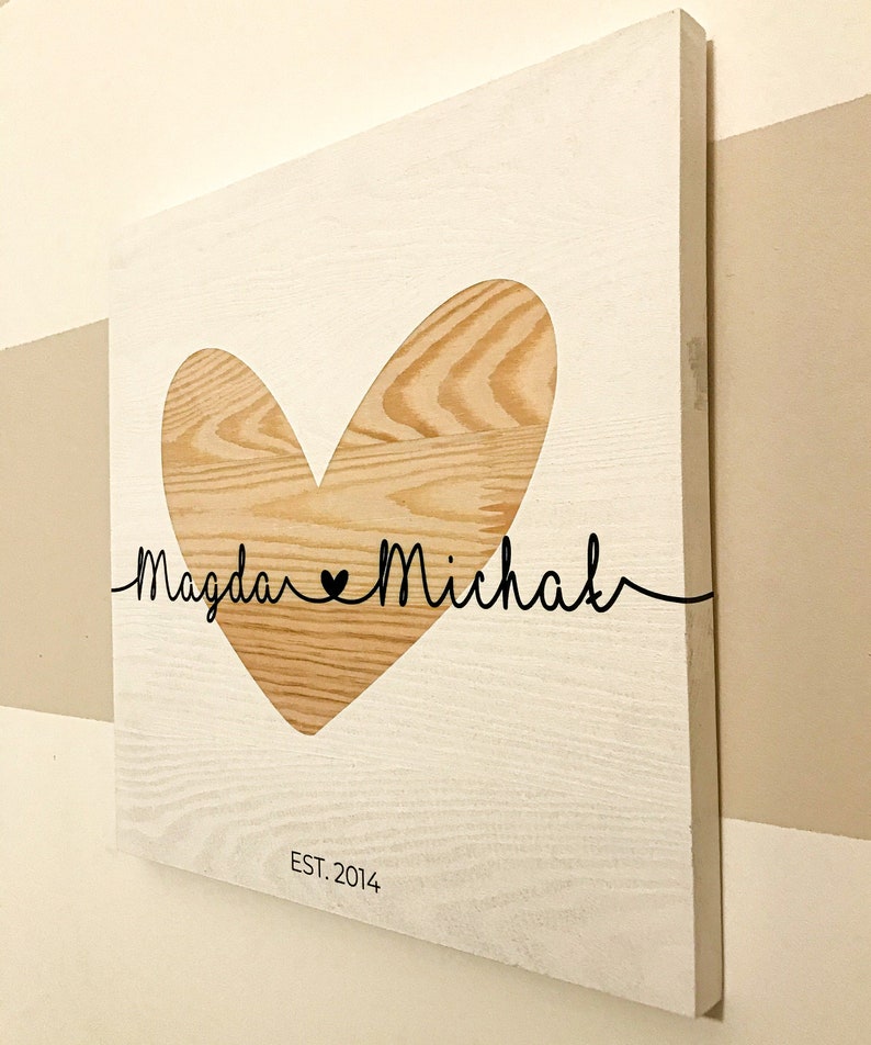 Wooden HEART With Your Names Wooden Sign Perfect Wedding - Etsy