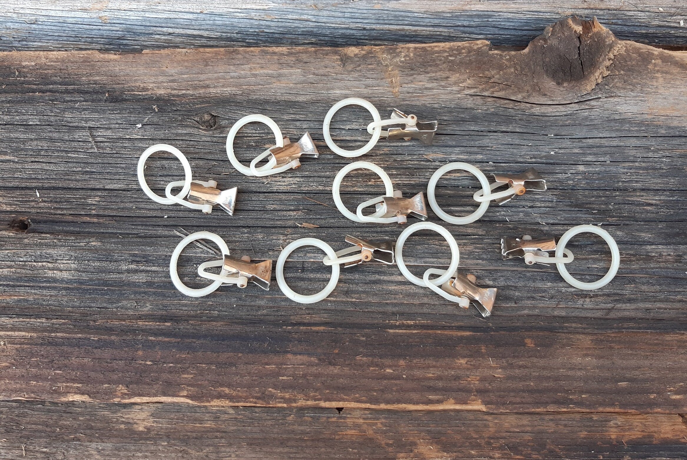 Set of 9 Small Vintage Metal Clips With Plastic Rings, Clamps for ...