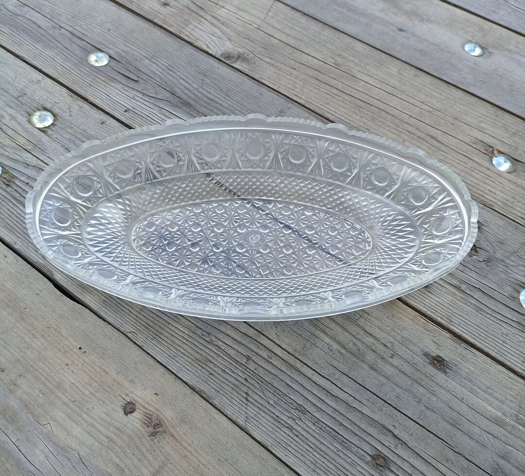 Vintage Clear Plastic Oval Fruit Bowl With Ribbed Pattern, Soviet Fruit ...