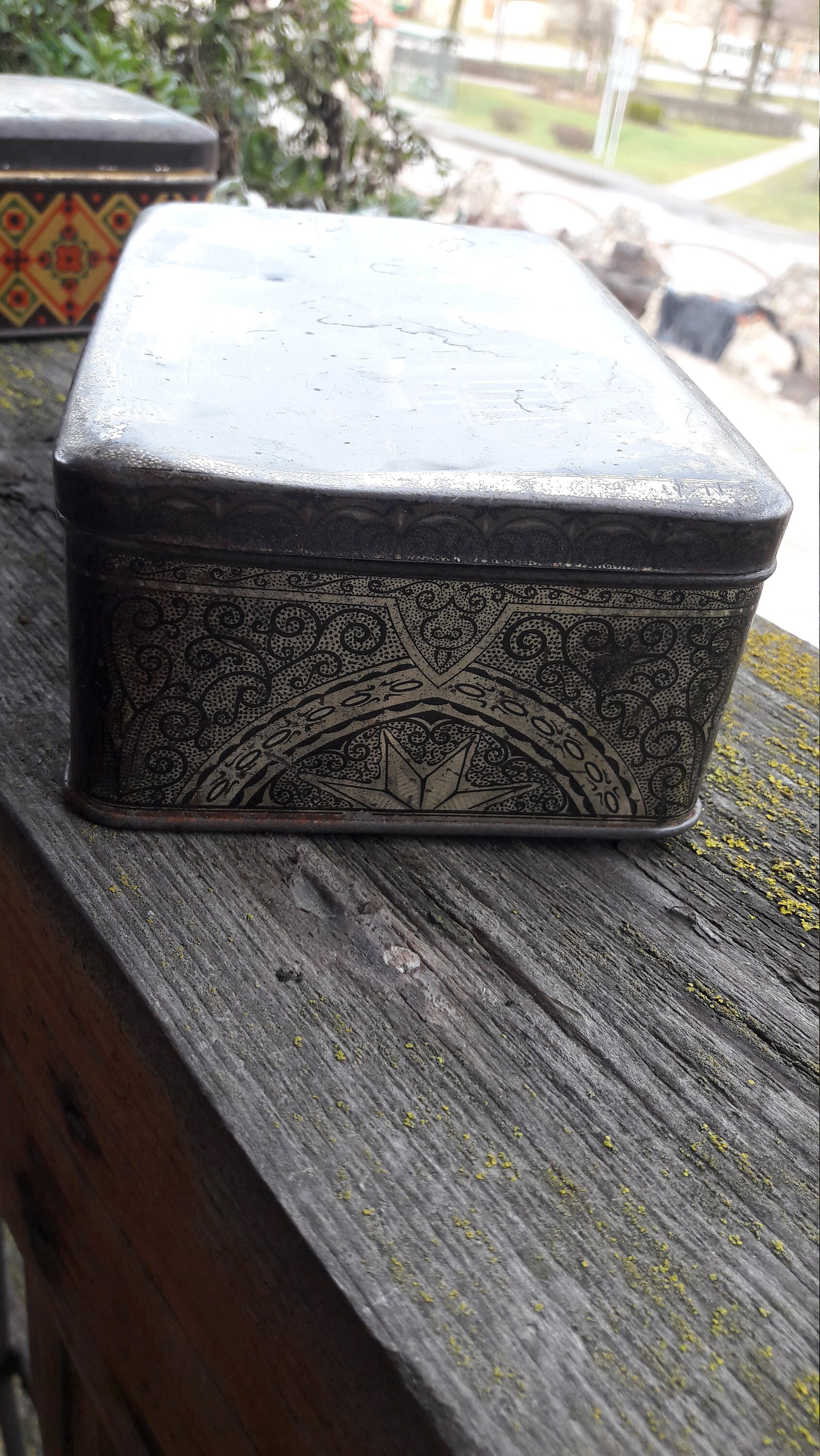 Vintage Greyscale Metal Box With Lid Illustrated With Latvian - Etsy
