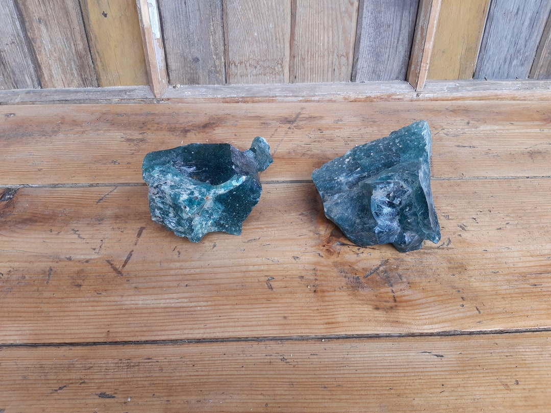 Vintage Raw Blue Glass Piece, Unique Untreated Peace of Glass, DIY ...