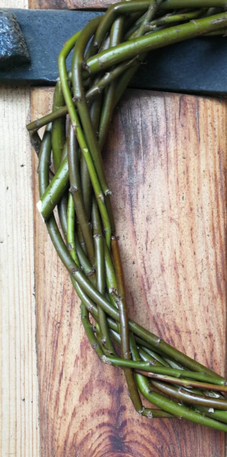 Green Willow Twig Wreath, Spring Front Door Wreath, Green Twig Hoop ...