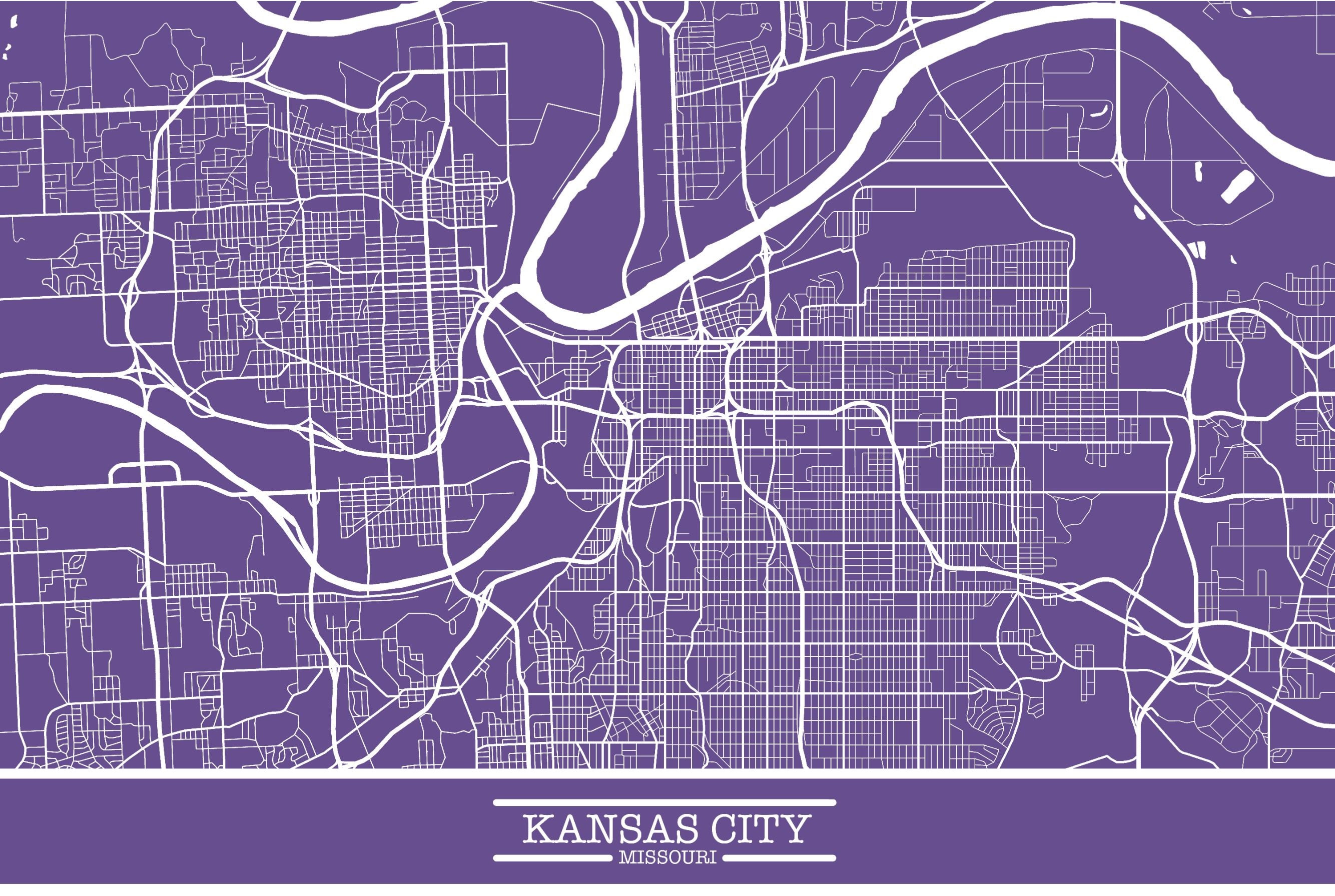 Kansas City Map Print/Canvas Wall Art Missouri - Etsy.de