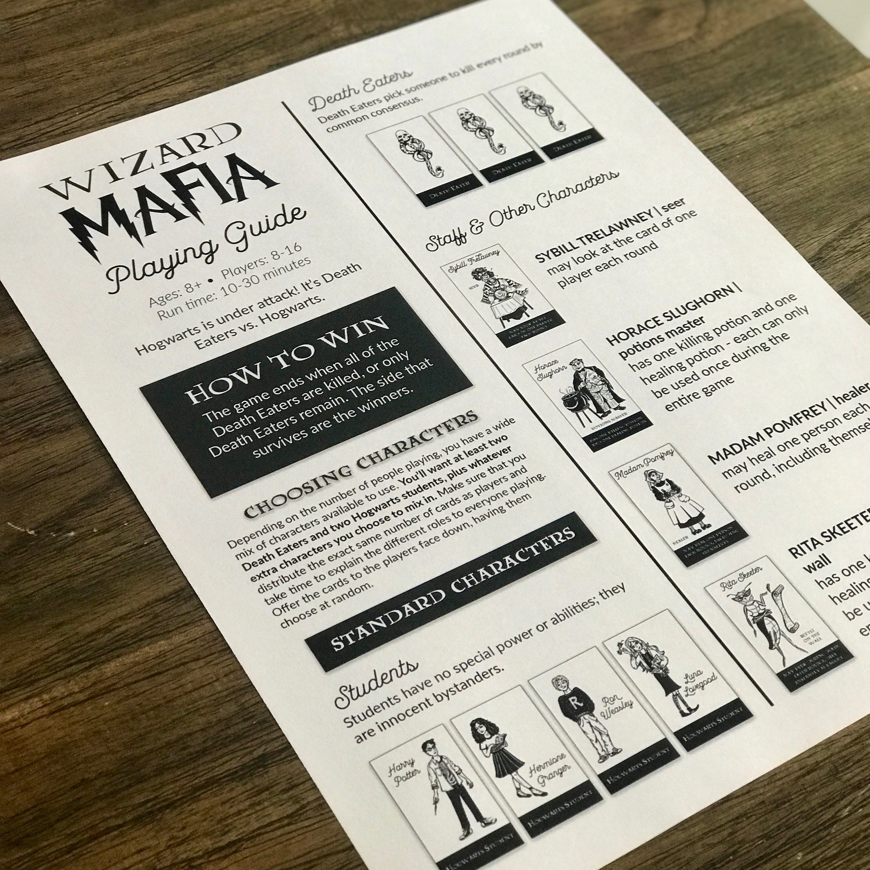 Wizard Mafia - DIGITAL HP Game, Werewolf Mafia Game Party, Gift ...