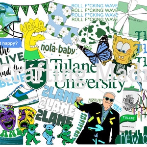 Tulane University Laptop Collage Background Roll Wave Digital File - Etsy