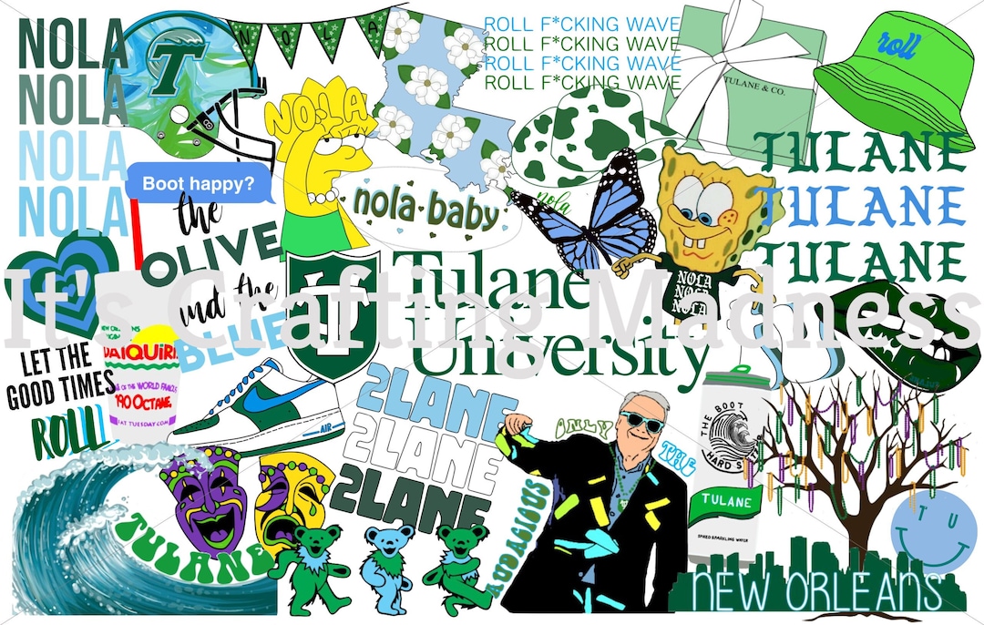 Tulane University Laptop Collage Background Roll Wave Digital File - Etsy