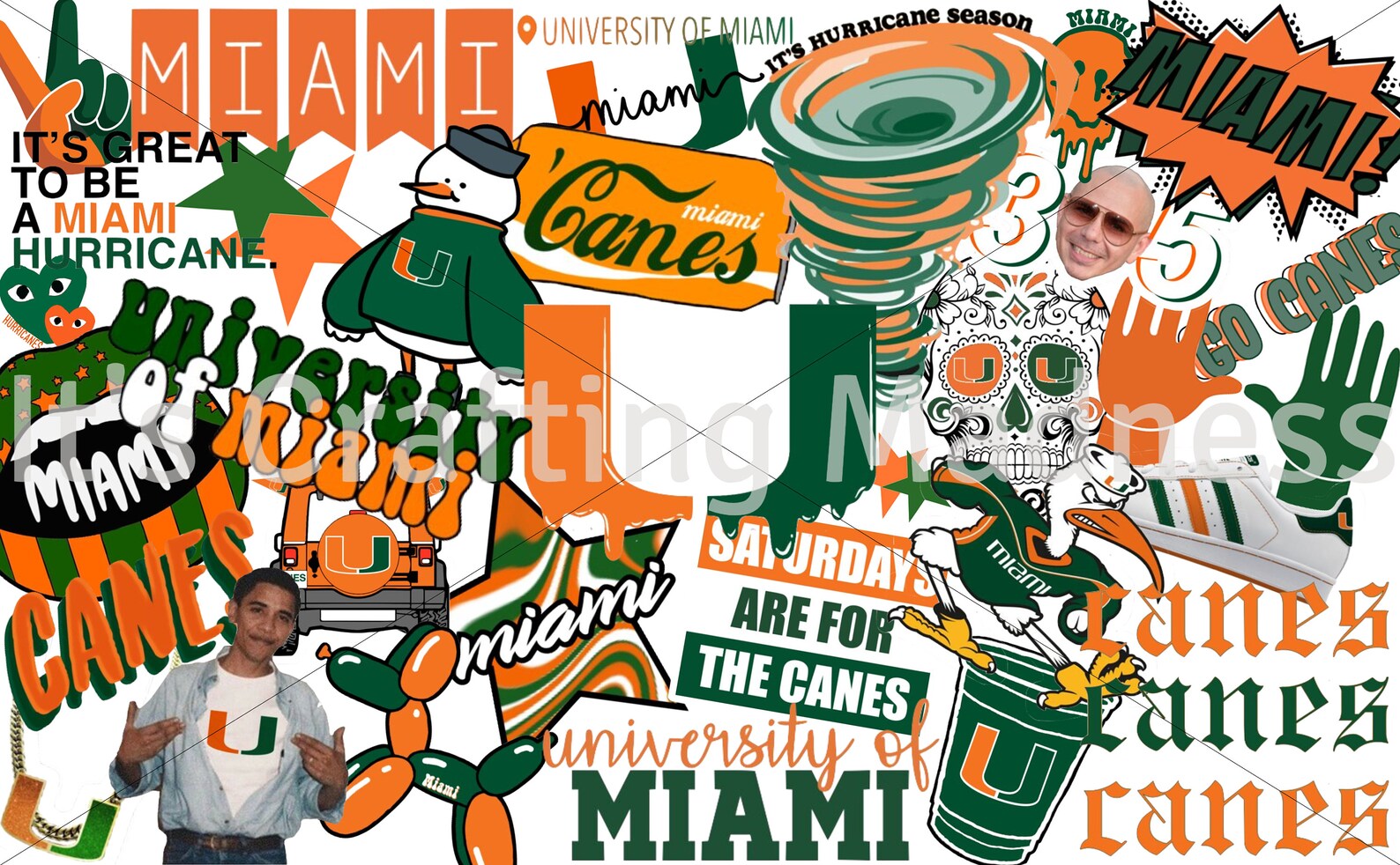 University of Miami Laptop Collage Background Go Canes | Etsy