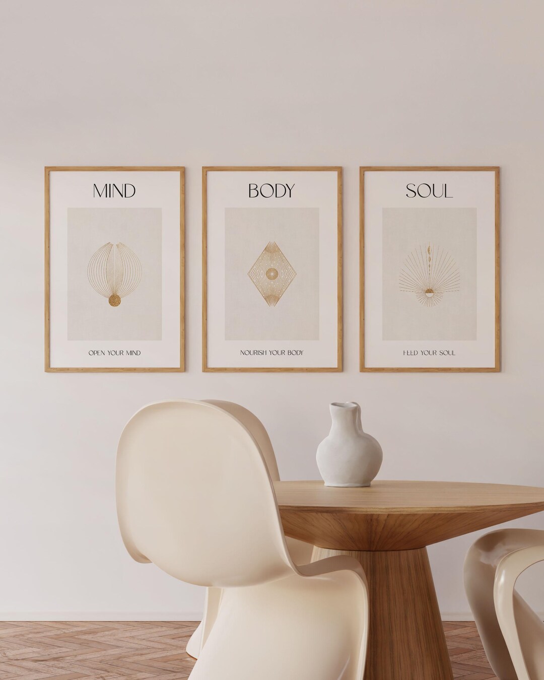 Mind Body Soul Poster Set of 3, Spiritual Wall Art, Aesthetic Room ...