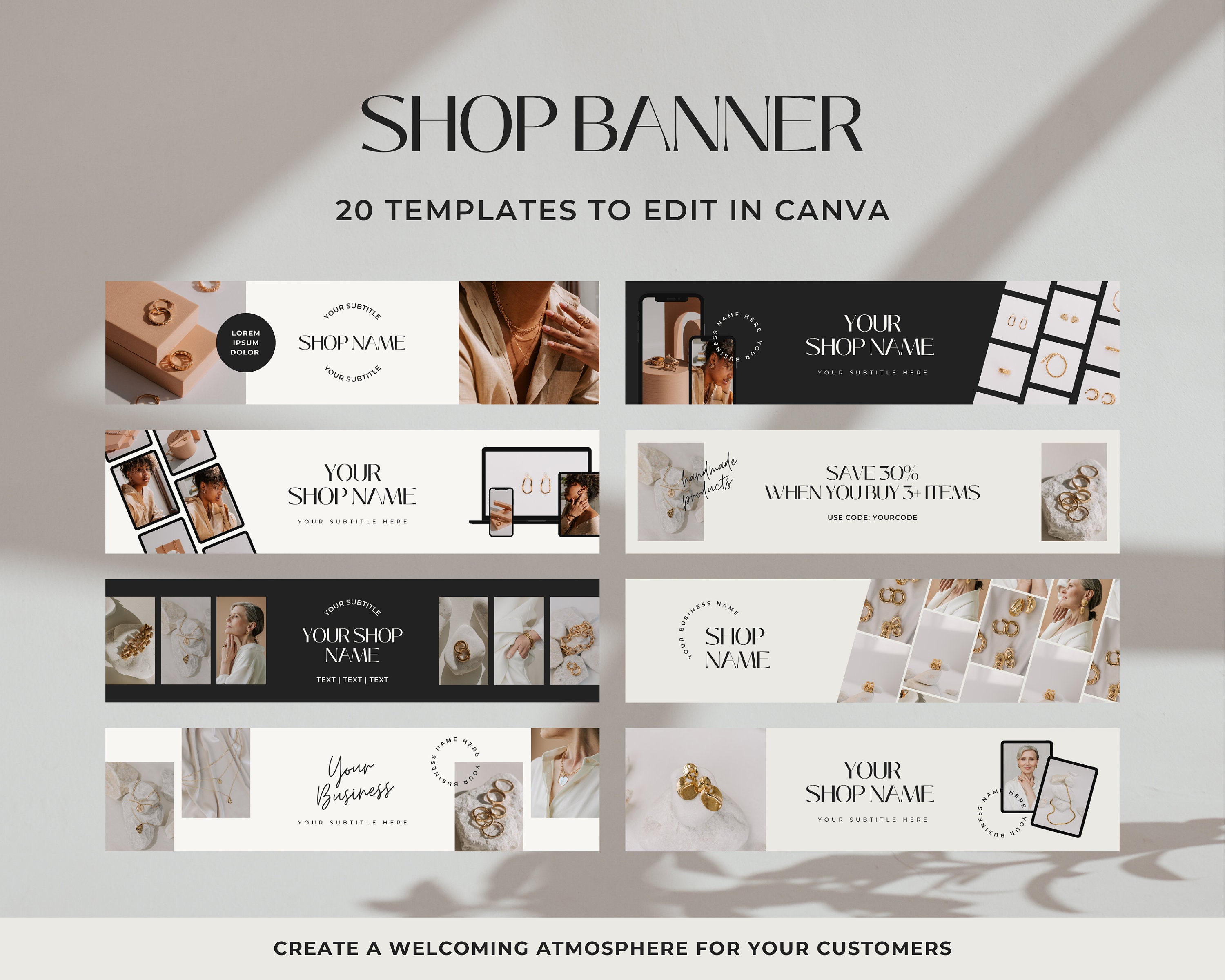 Etsy Shop Banner Template, Etsy Shop Branding Kit Neutral Beige, Shop ...