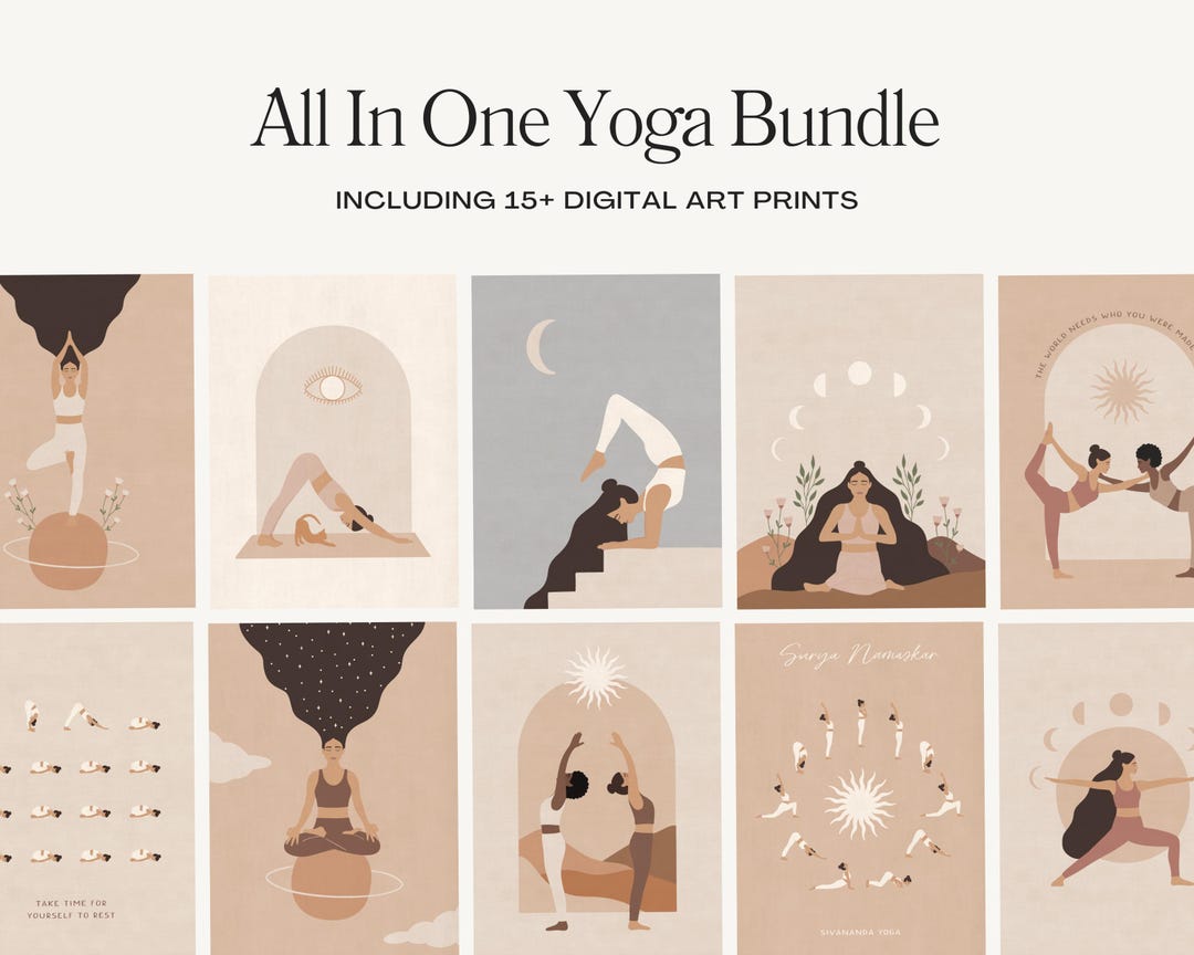 Yoga Poster Mega Bundle, Poster Set, Gallery Wall Set, Yoga Poses ...
