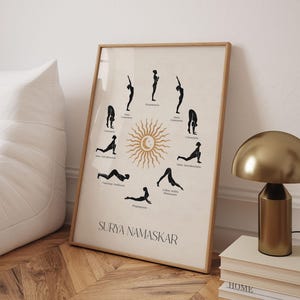 Sun Salutation Yoga Poster, Sun Salutation Yoga Poster, Yoga Poses Wall ...