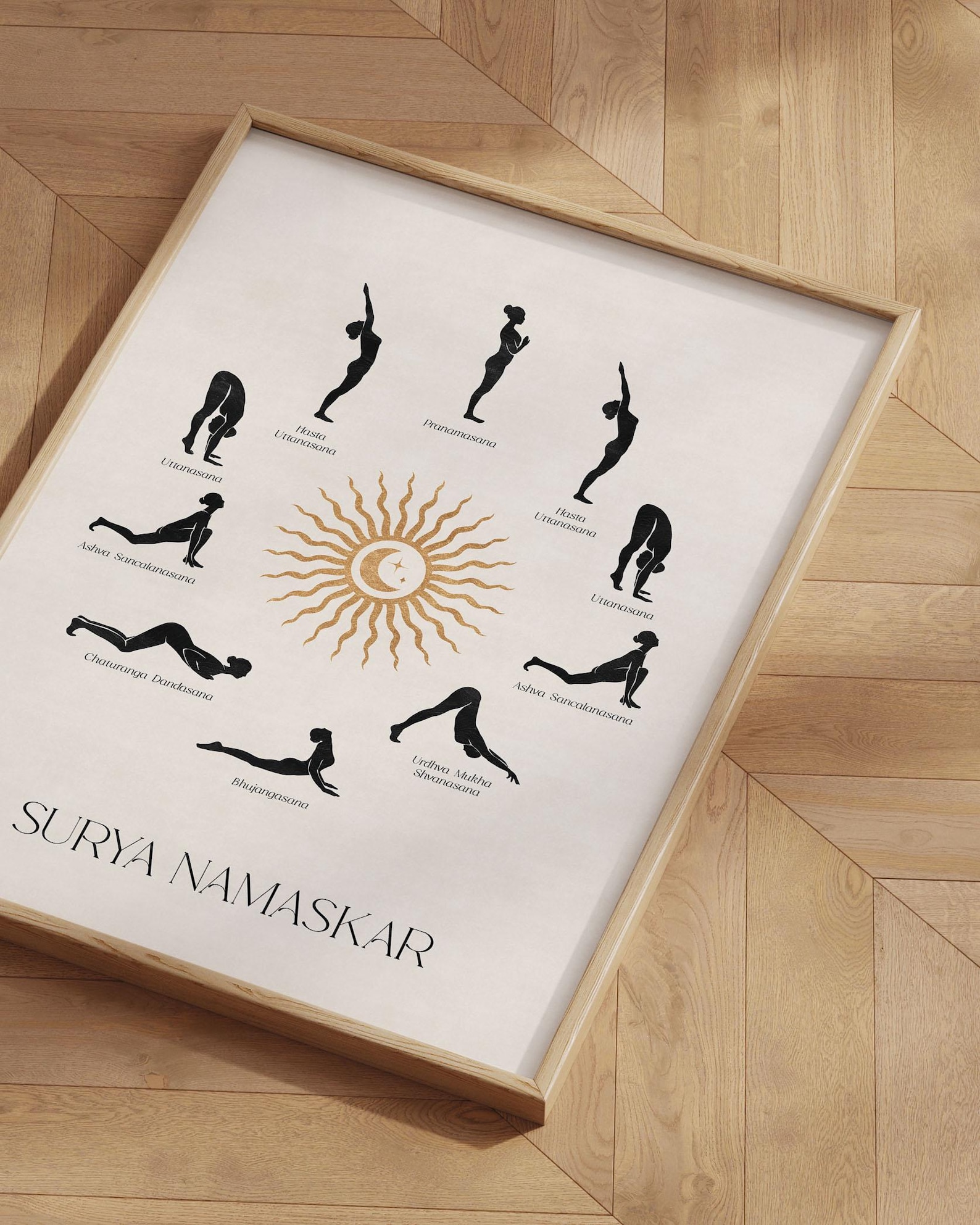 Sun Salutation Yoga Poster, Sun Salutation Yoga Poster, Yoga Poses Wall ...