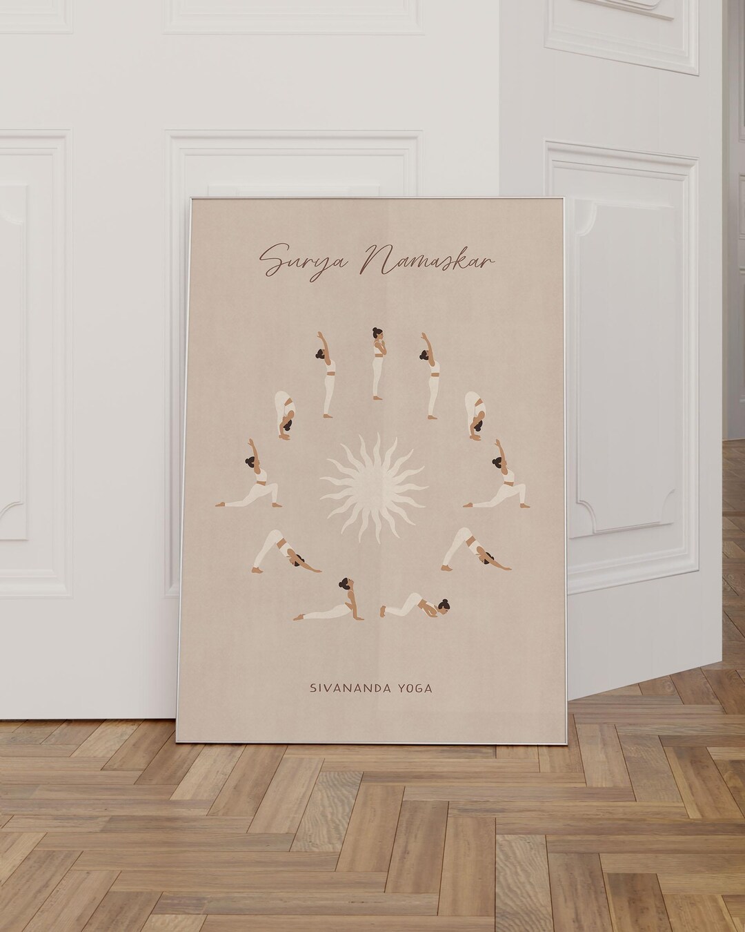 Yoga Sun Salutation Poster, Surya Namaskar, Yoga Art Print, Yoga Pose ...