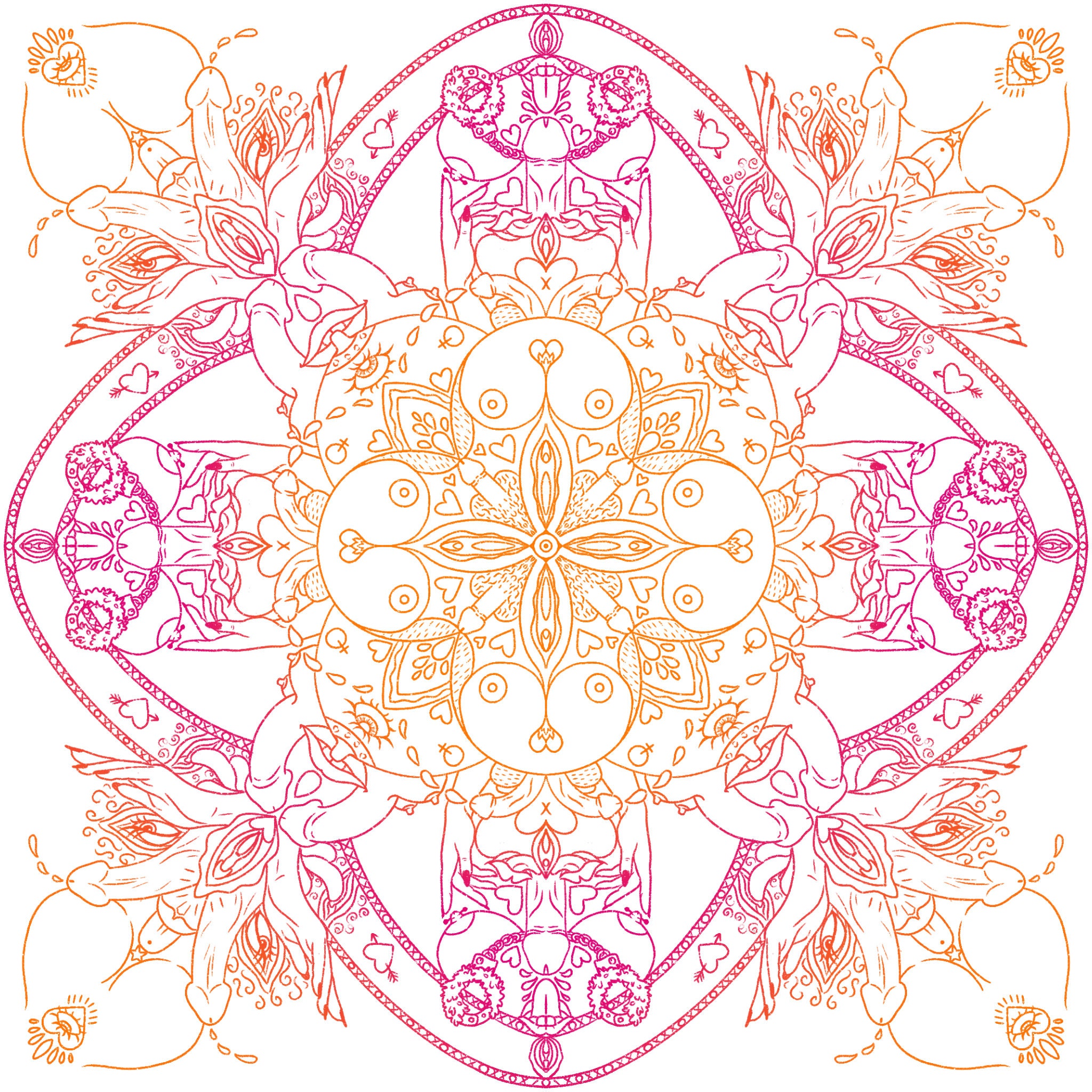 Mandala Stil Erotische Sex Positive Muster Quadratische Etsy