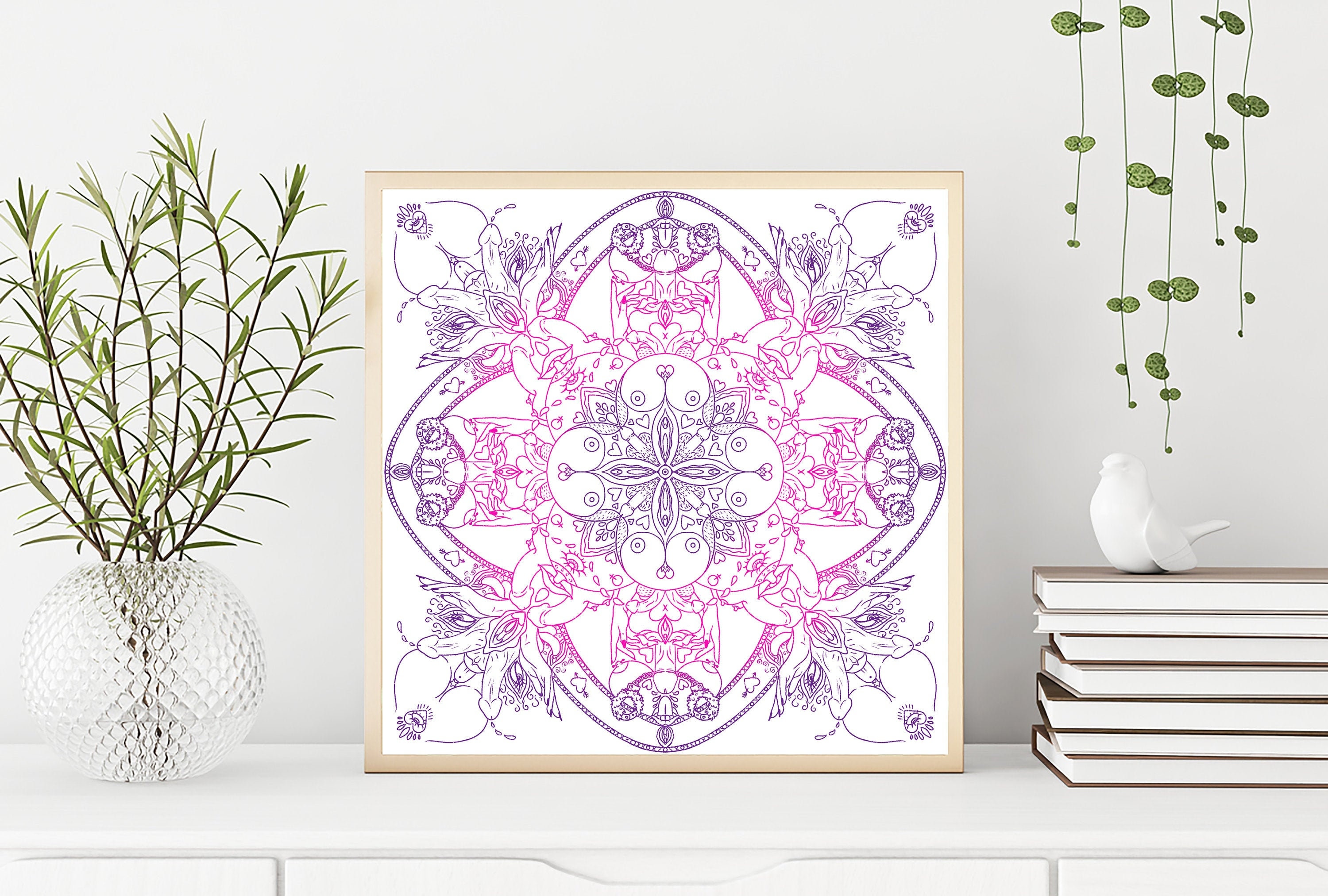 Mandala Stil Erotische Sex Positive Muster Quadratische Etsy