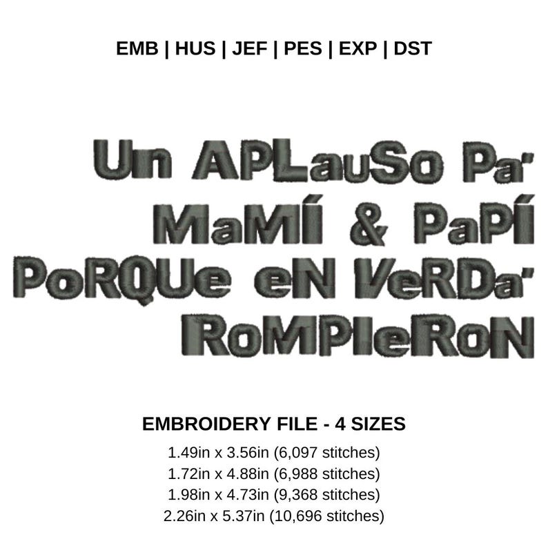 DTMF Bad Bunny Embroidery | Un Aplauso Pa Mami Y Papi | Machine ...