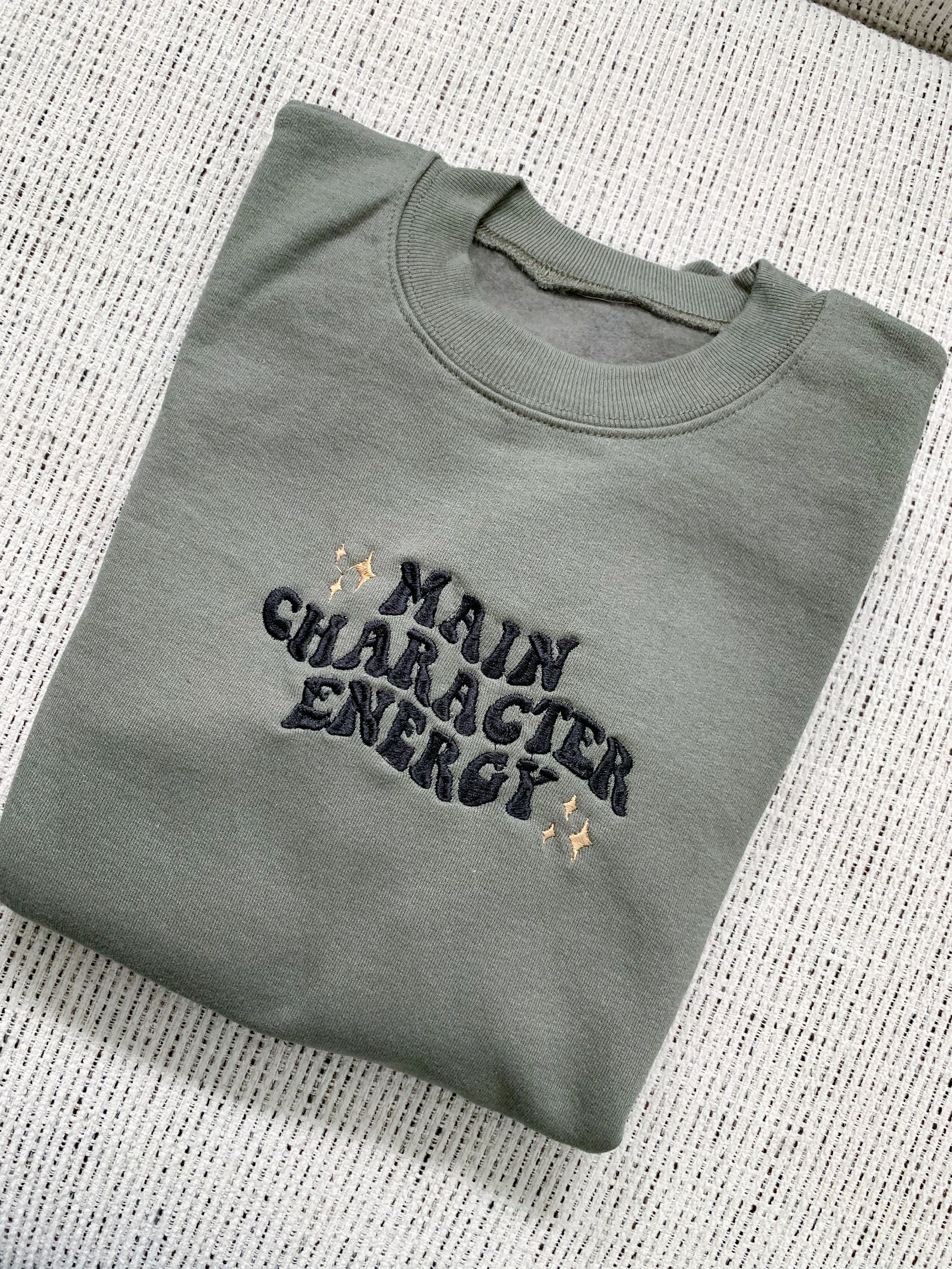 Main Character Energy, Embroidered Sweatshirt, Custom Embroidery, Adult ...