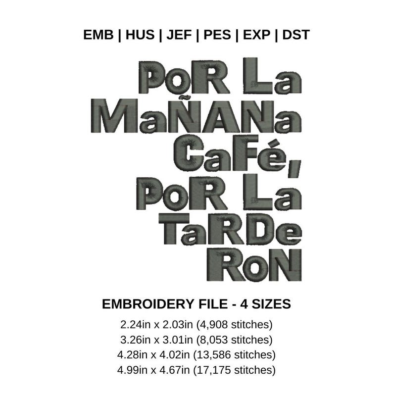 Cafe Con Ron Bad Bunny Embroidery File | DTMF Machine Embroidery Design | Ready to Stitch | Por ...