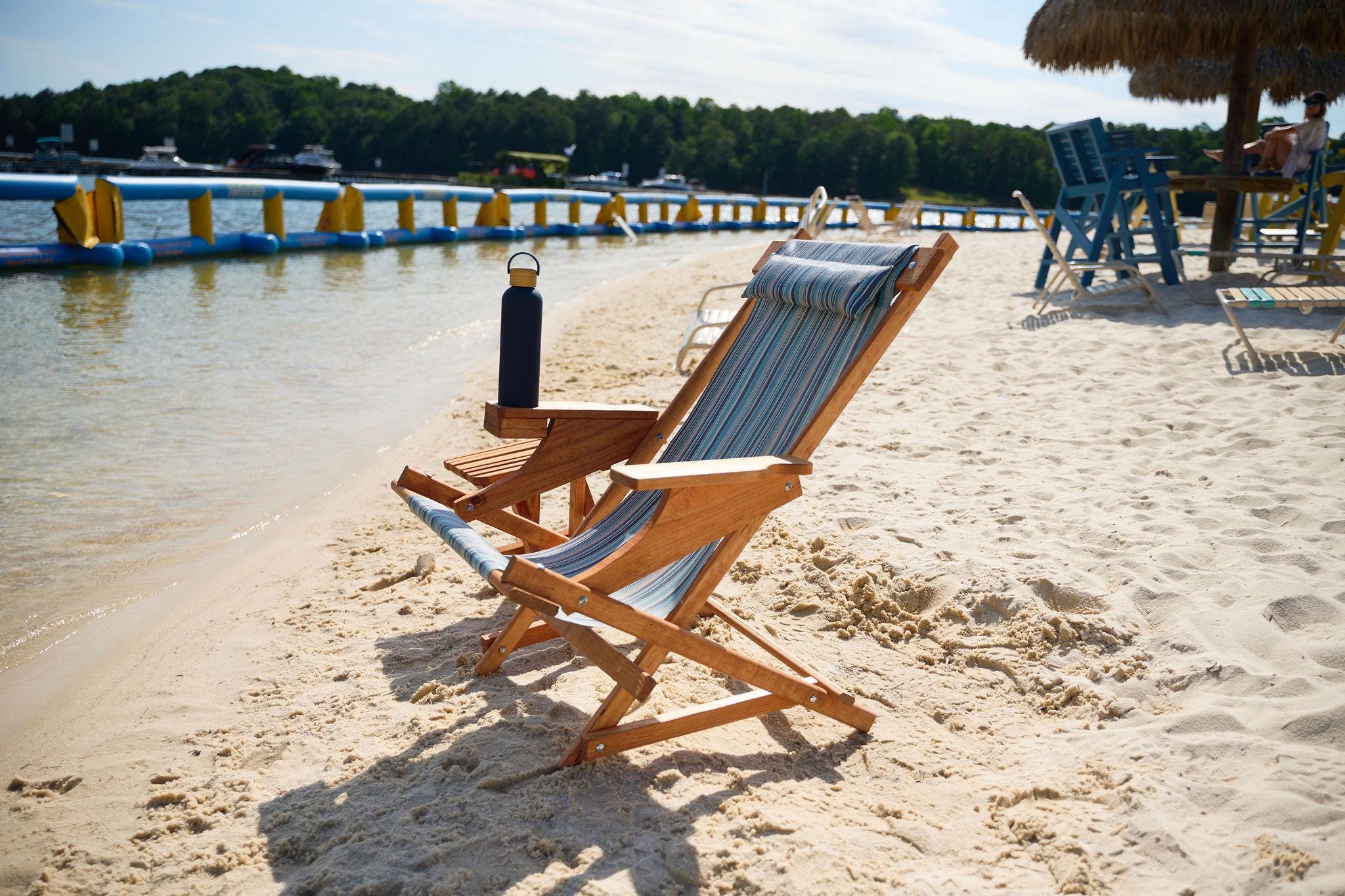 Folding, Rocking and Reclining Wood Sling Chair for Beach, Patio ...