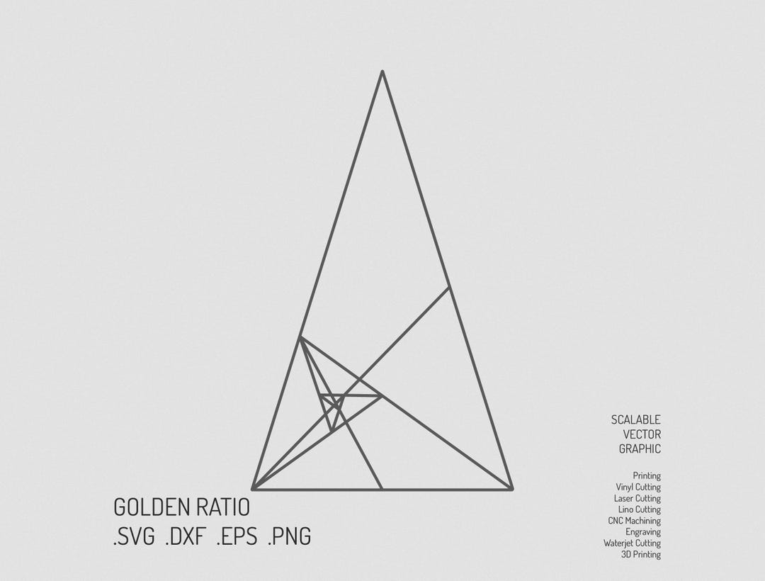 Golden Ratio Triangle, SVG, Vector, Decal, Spiral, Phi, Print, Cut File ...