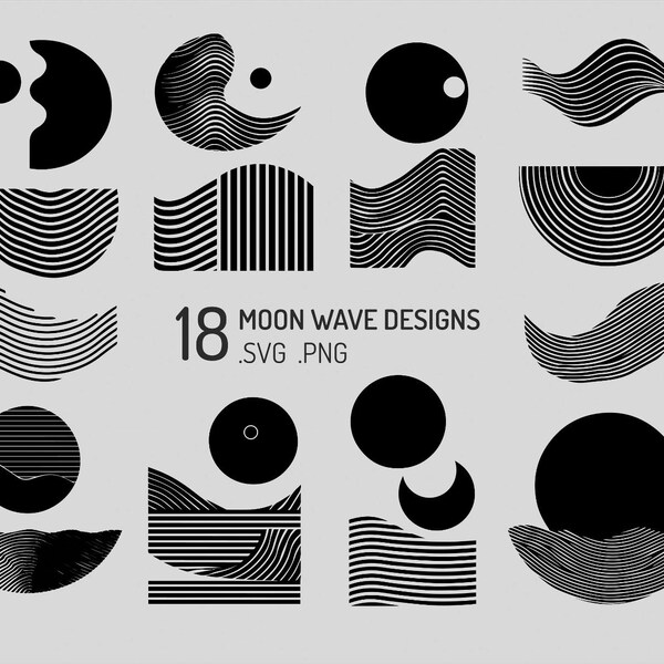 Abstract SVG Shape Bundle, Moon Waves , Ocean SVG, Frequency SVG, Cri ...