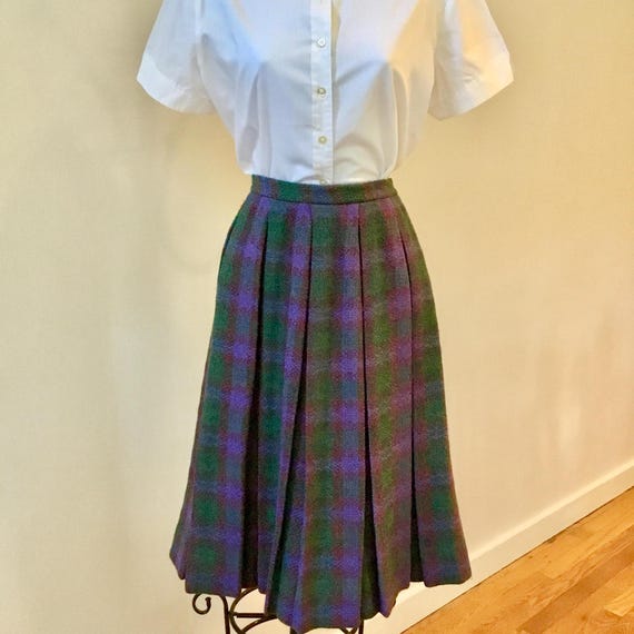 50’s / 60’s Justin McCarty wool tartan plaid pleated … - Gem