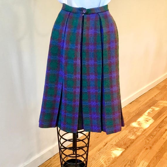 50’s / 60’s Justin McCarty wool tartan plaid pleated … - Gem