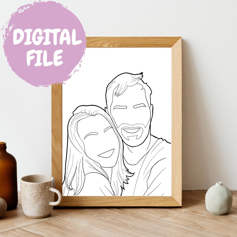 Custom Line Art Portrait Personalised DIGITAL Picture - Etsy