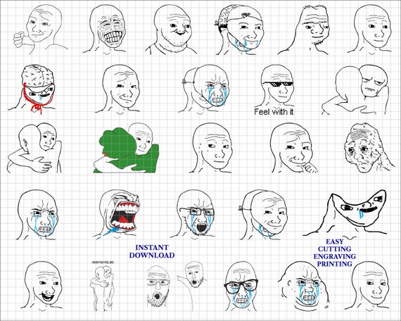 Wojak Face Meme Feels Guy Template SVG PNG Files Cricut Cut | Etsy ...