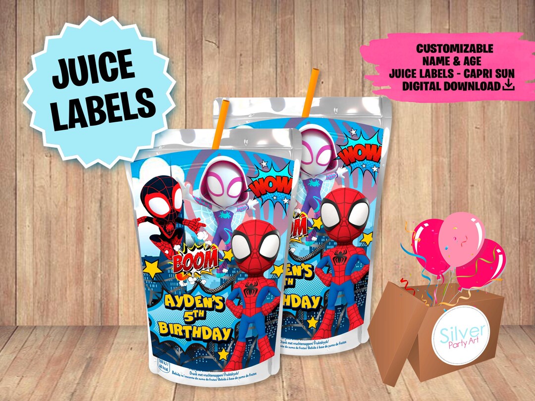 Label for Spidey and His Amazing Friends Birthday Party - Juice ...