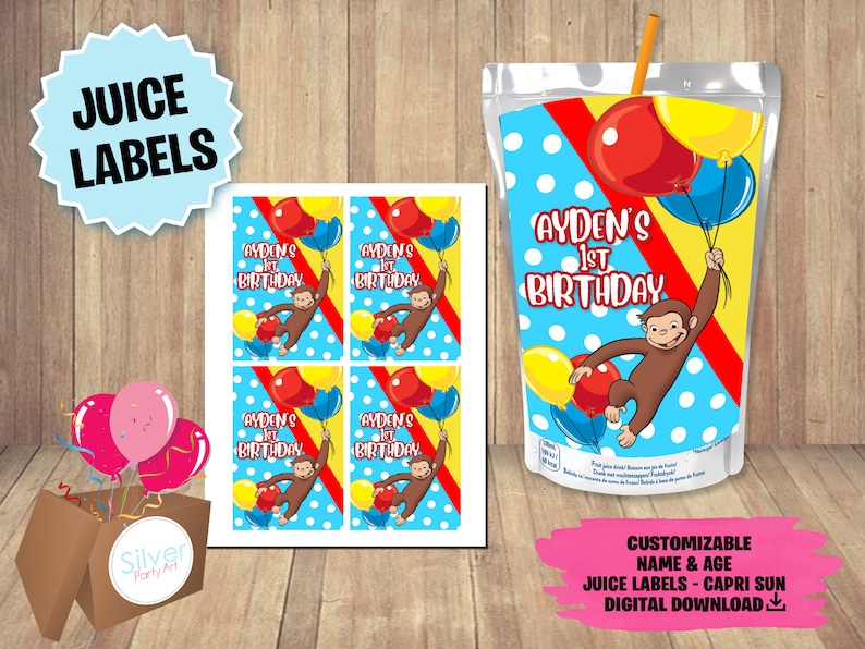 Curious George Party Pack Chip Bag Favor Bag Juice - Etsy Canada